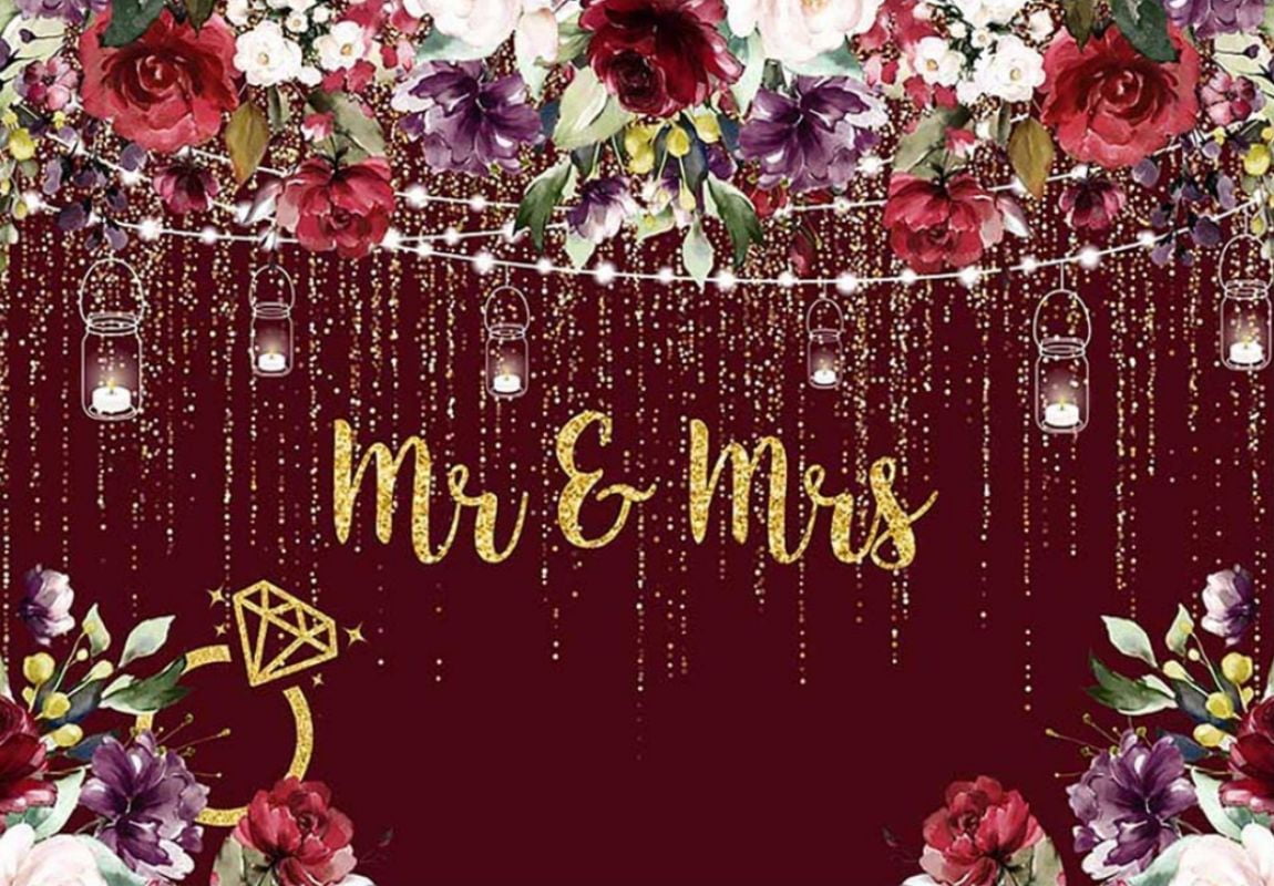 Mr & Mrs Backdrop Wedding Shower rations Engagement Party Background ...