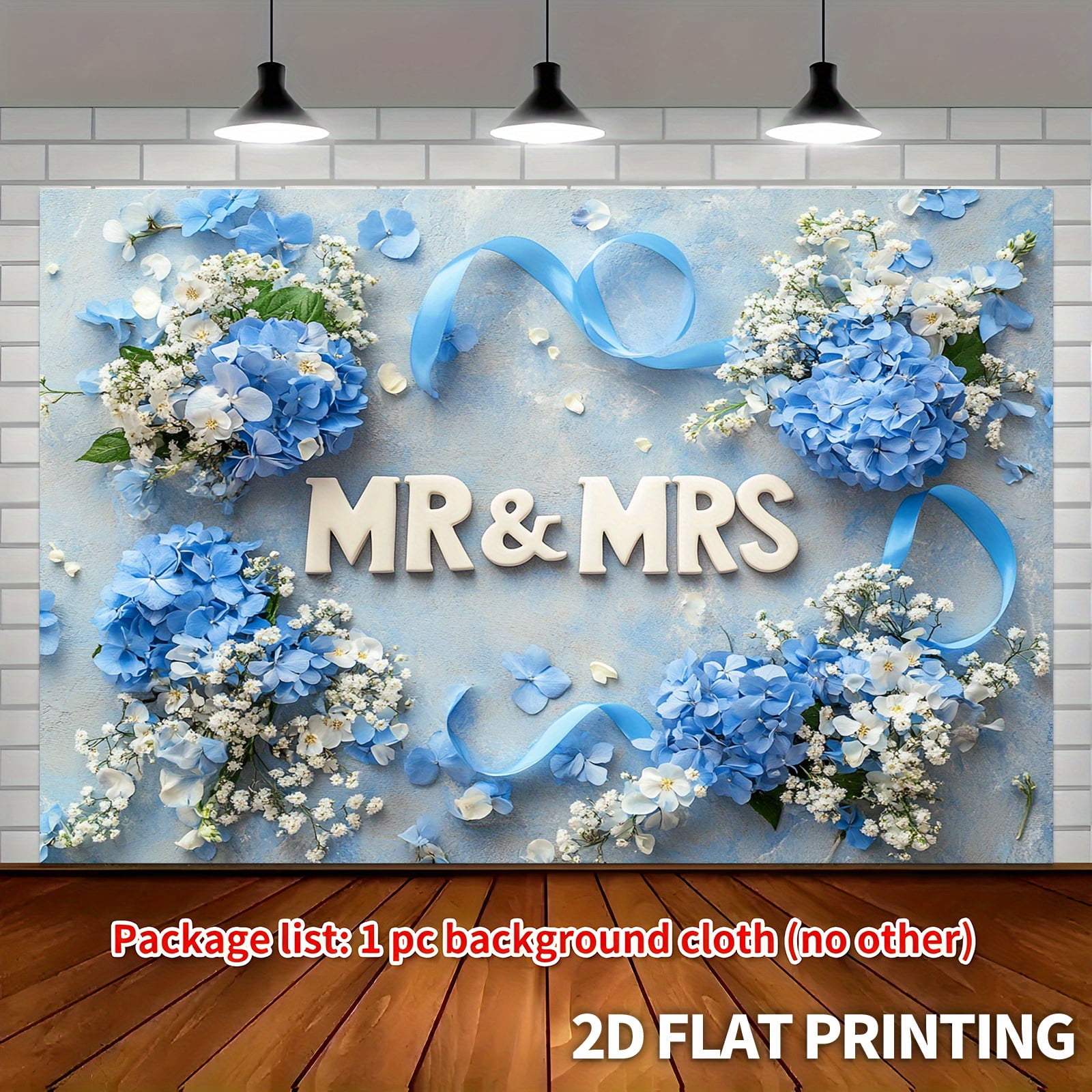 Mr & Mrs Blue Floral Bridal Shower Backdrop Mr Mrs Wedding Theme ...