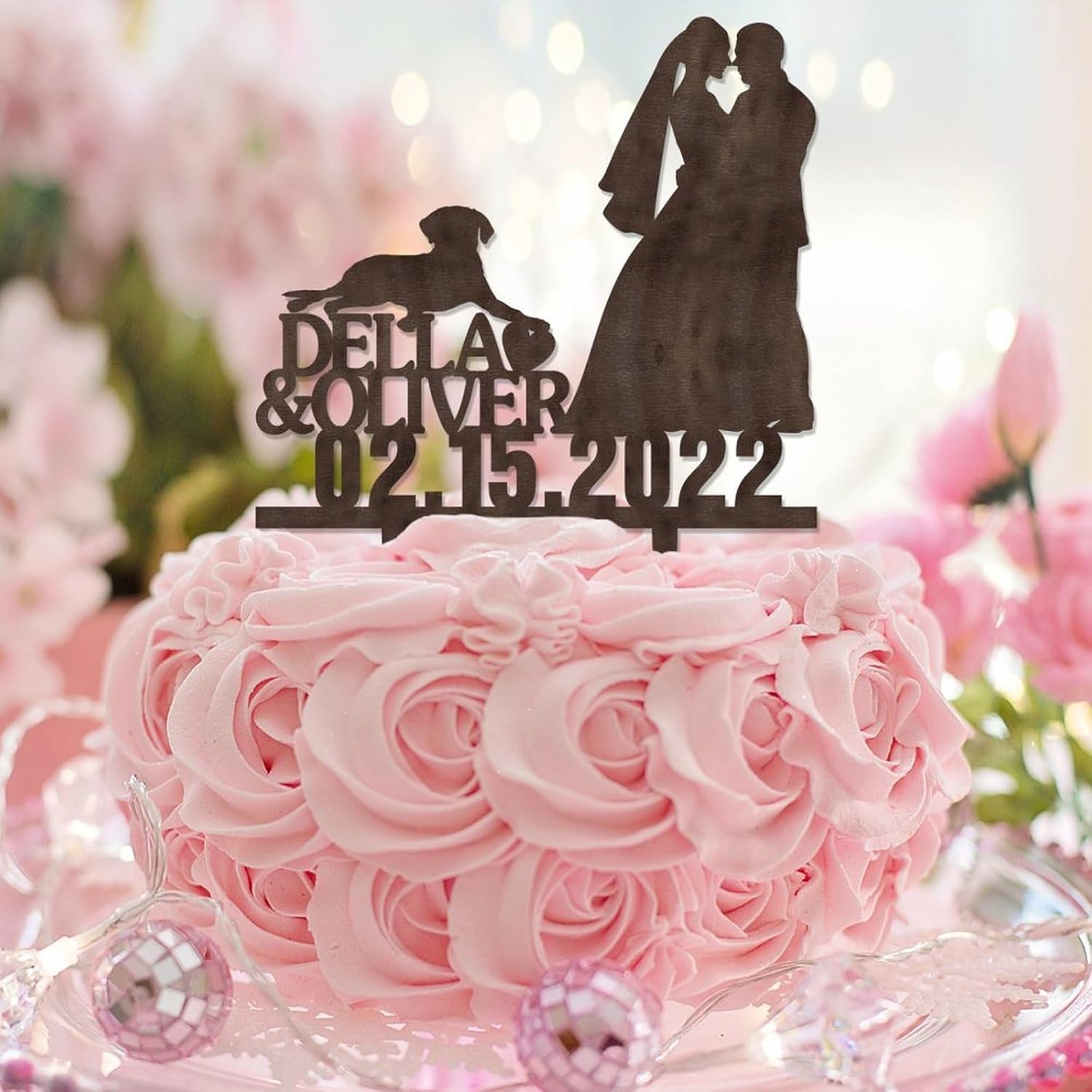 Mr And Mrs Brown Cupcake Toppers Pet Dogs Cats Silhouette Birthday Cake ...