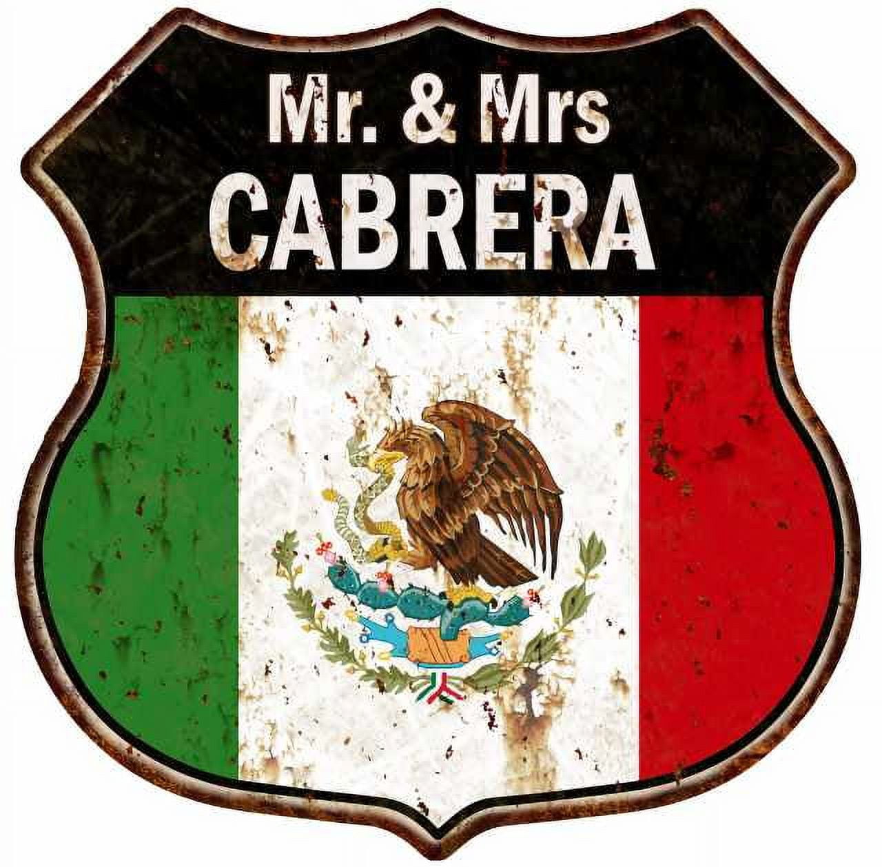 Mr. & Mrs CABRERA Mexican Flag Sign Shield Metal Gift 211110009092 ...