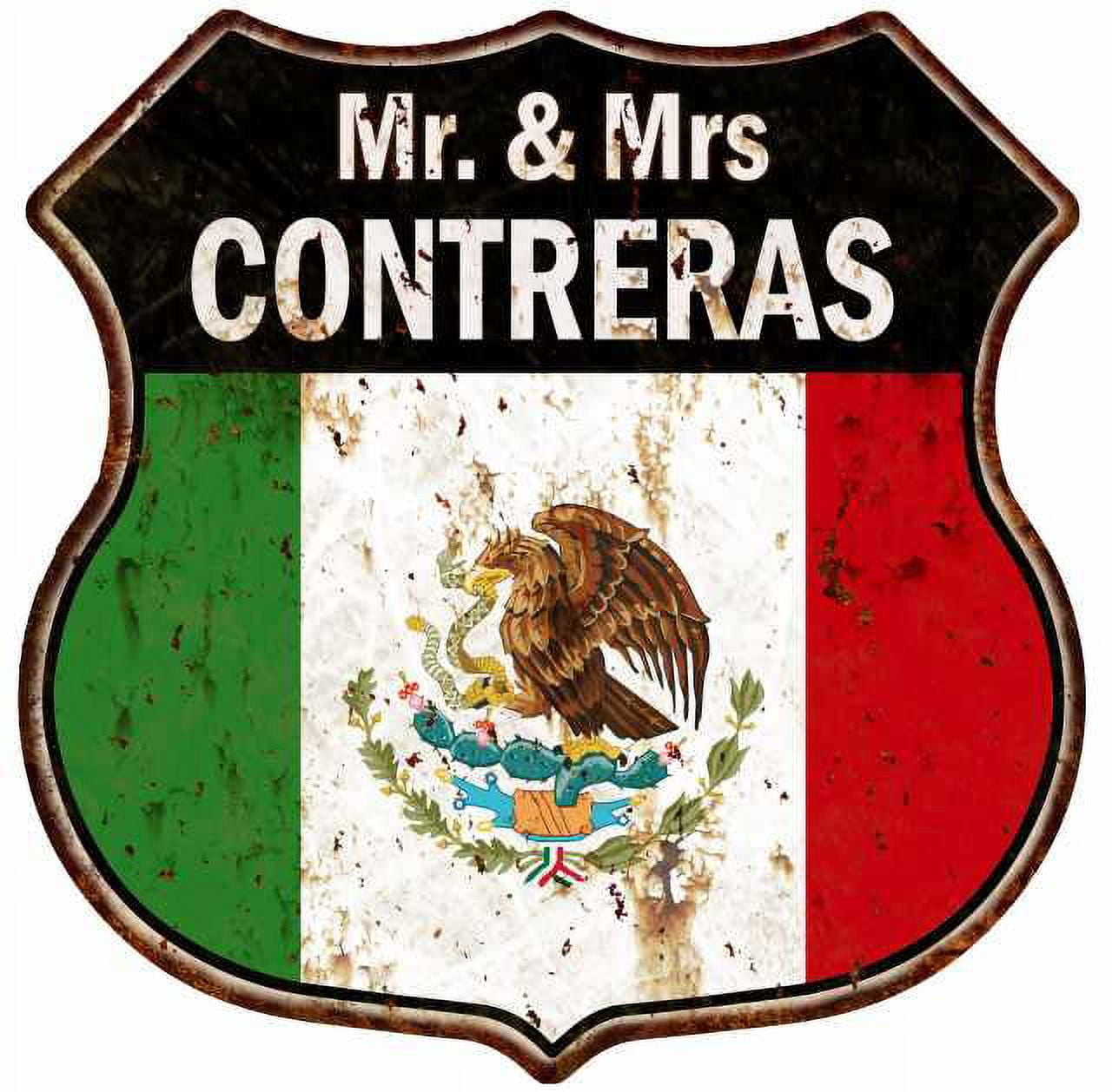 Mr. & Mrs CONTRERAS Mexican Flag Sign Shield Metal Gift 211110009049 ...