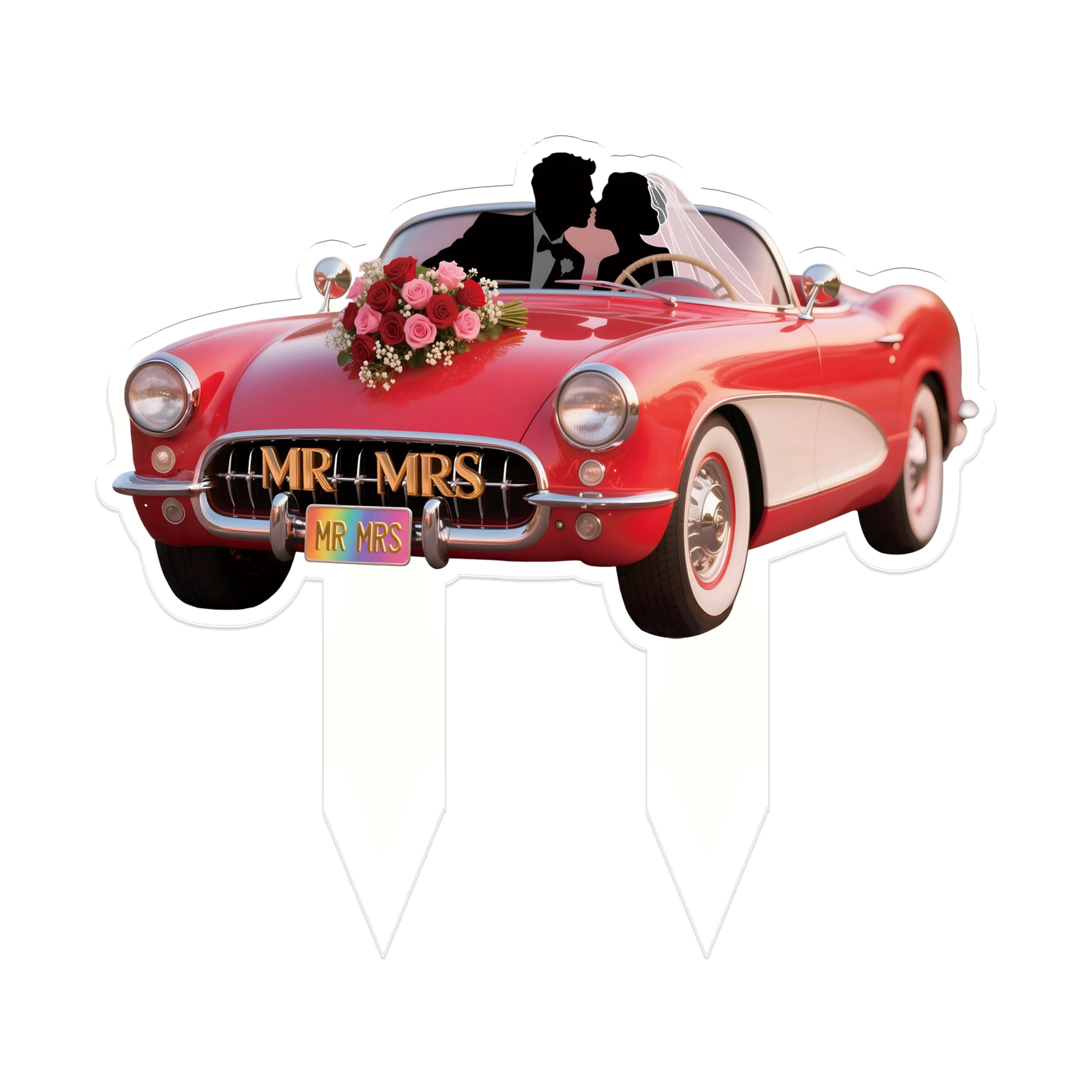 Mr & Mrs Cake Topper - BSL1 Vintage Car Theme Acrylic Wedding Cake ...