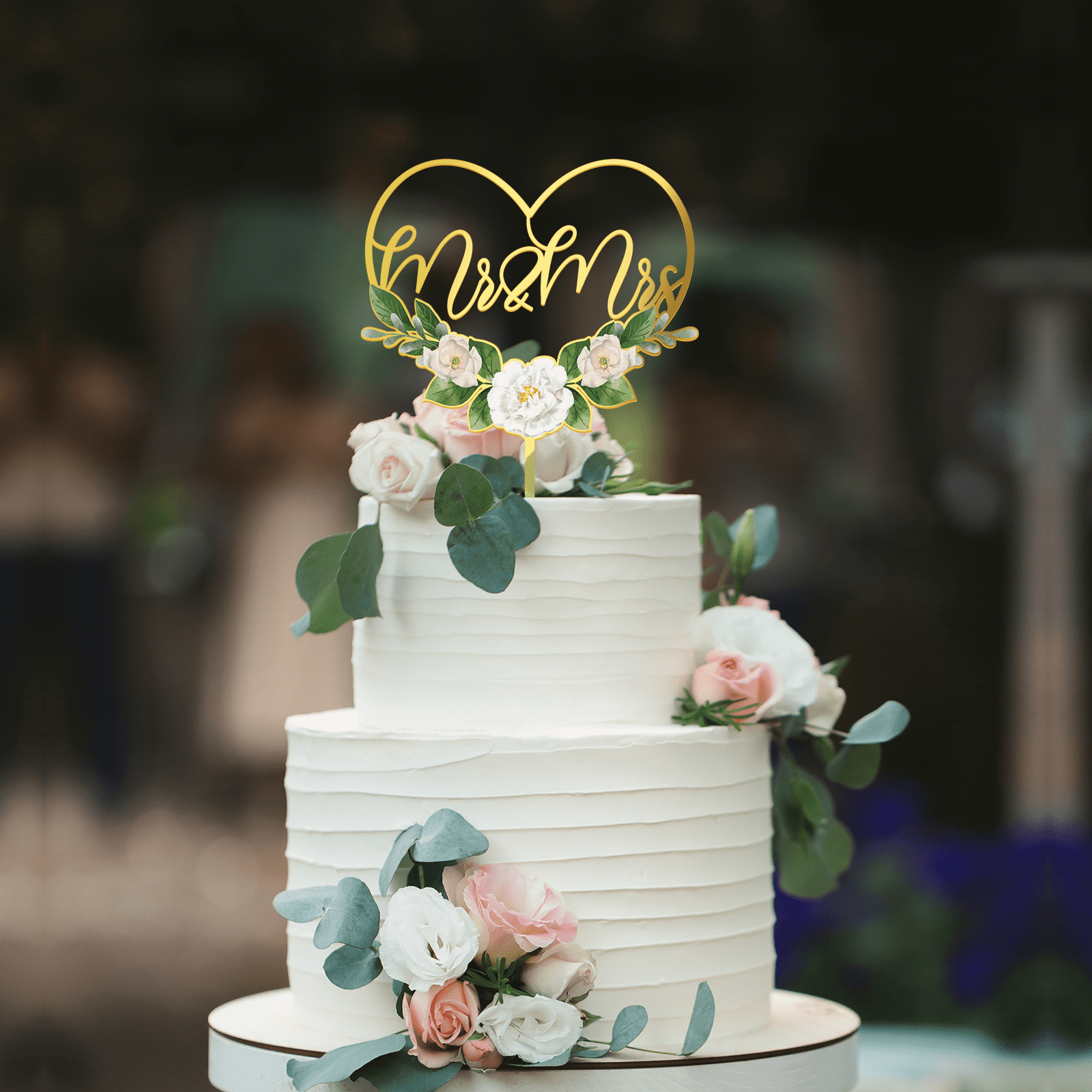 Mr & Mrs Cake Topper Heart Shape Wedding Engagement Cake Decoration in ...
