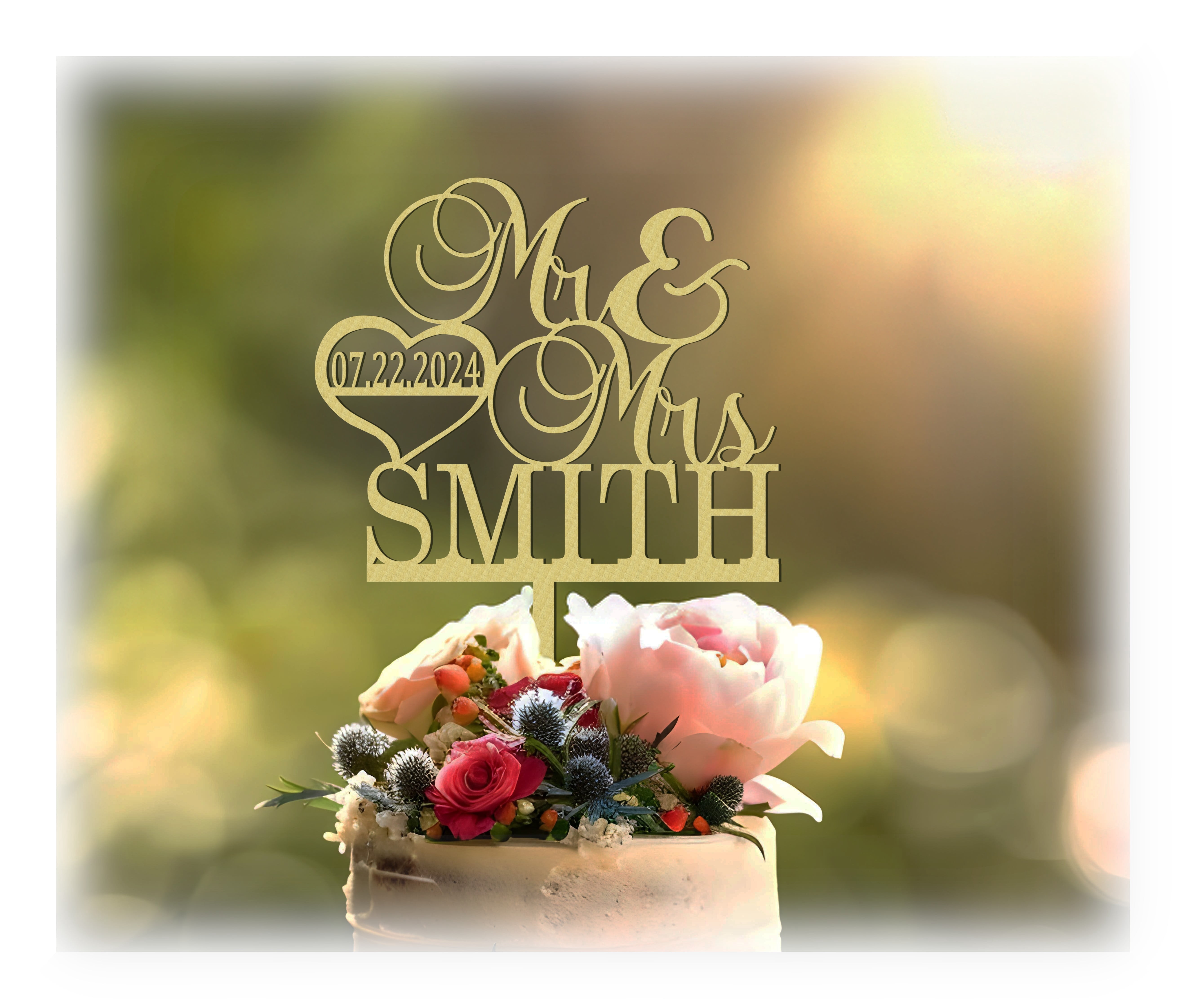 Mr and Mrs Cake Topper for wedding, Last name and date topper ...