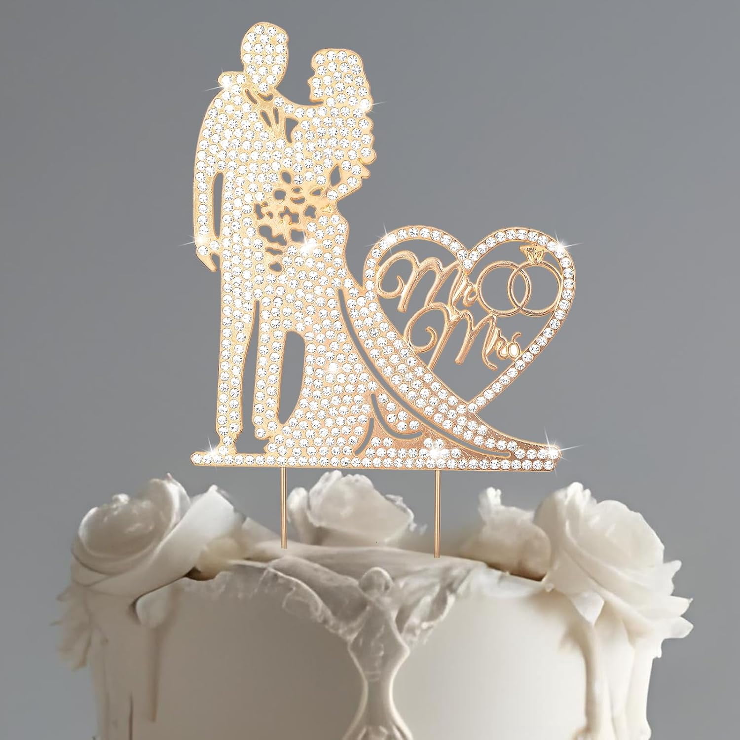 Mr and Mrs Cake Wedding Topper, 1Pcs Rhinestone Metal Love Wedding Cake ...