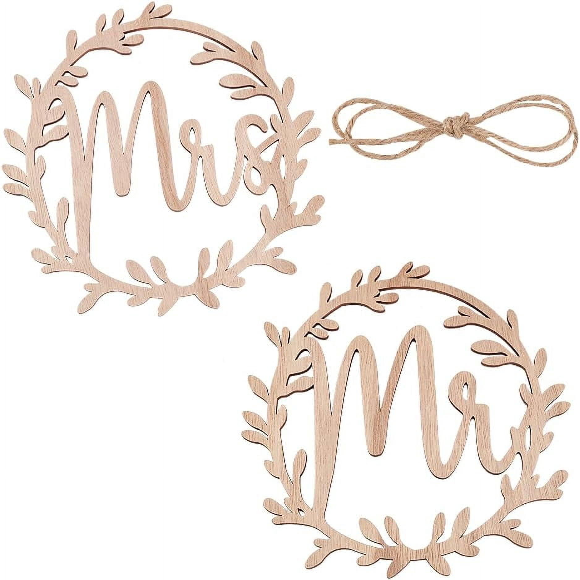 Mr and Mrs Chair Signs 23cm Wooden Wedding Chair Sign with Jute Rope ...