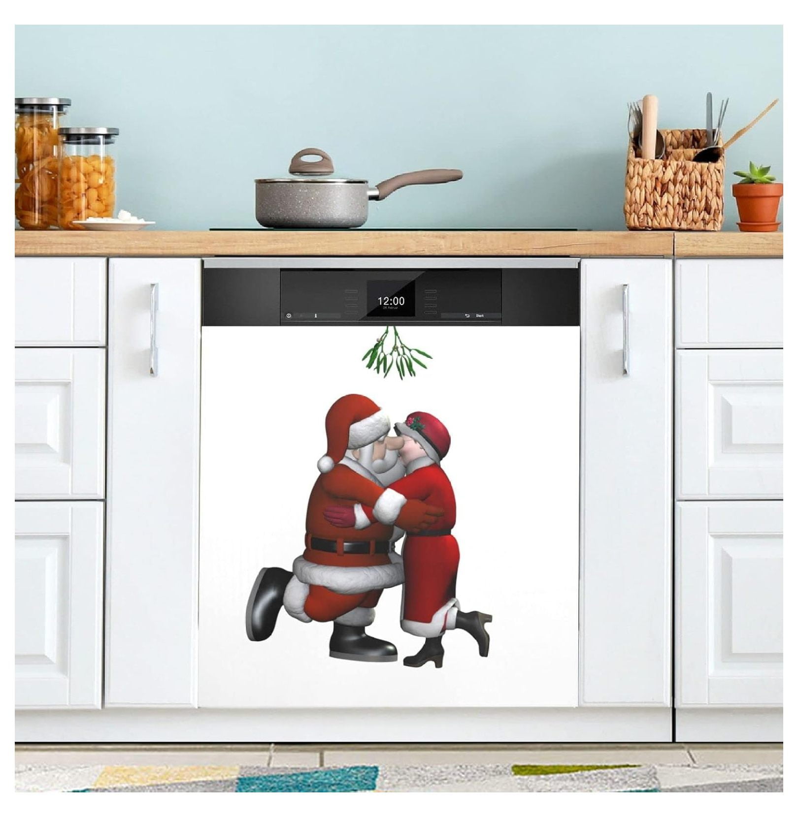 Mr and Mrs Claus Magnetic Dishwasher Cover Christmas Refrigerator ...