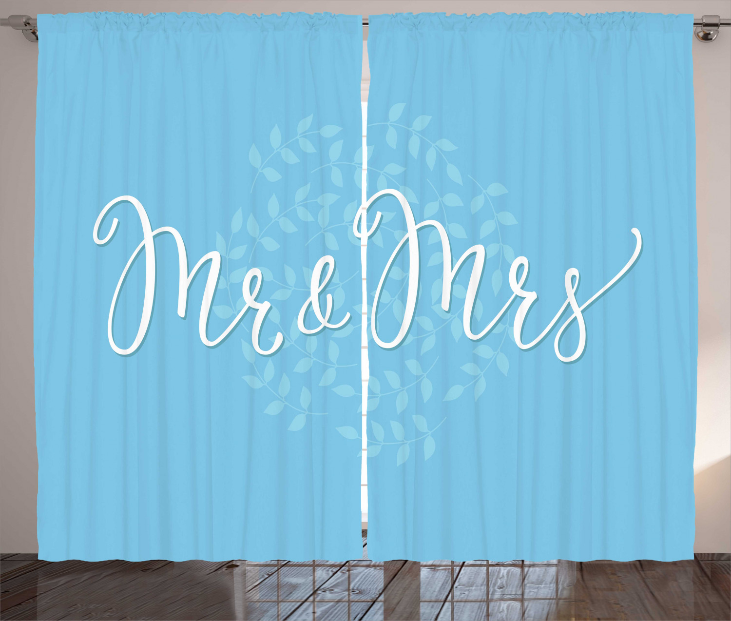 Ambesonne Mr Mrs Curtains 2 Panel Set, Romantic Wedding Design, 108" x ...