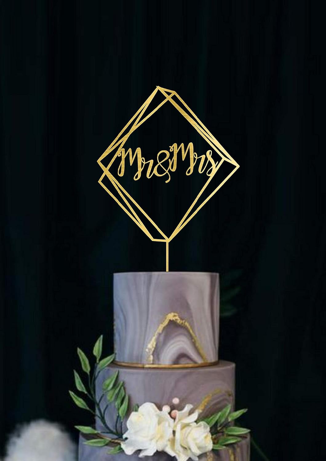 Mr and Mrs Geometric Wedding Cake Modern Decoration for Wedding Wood ...