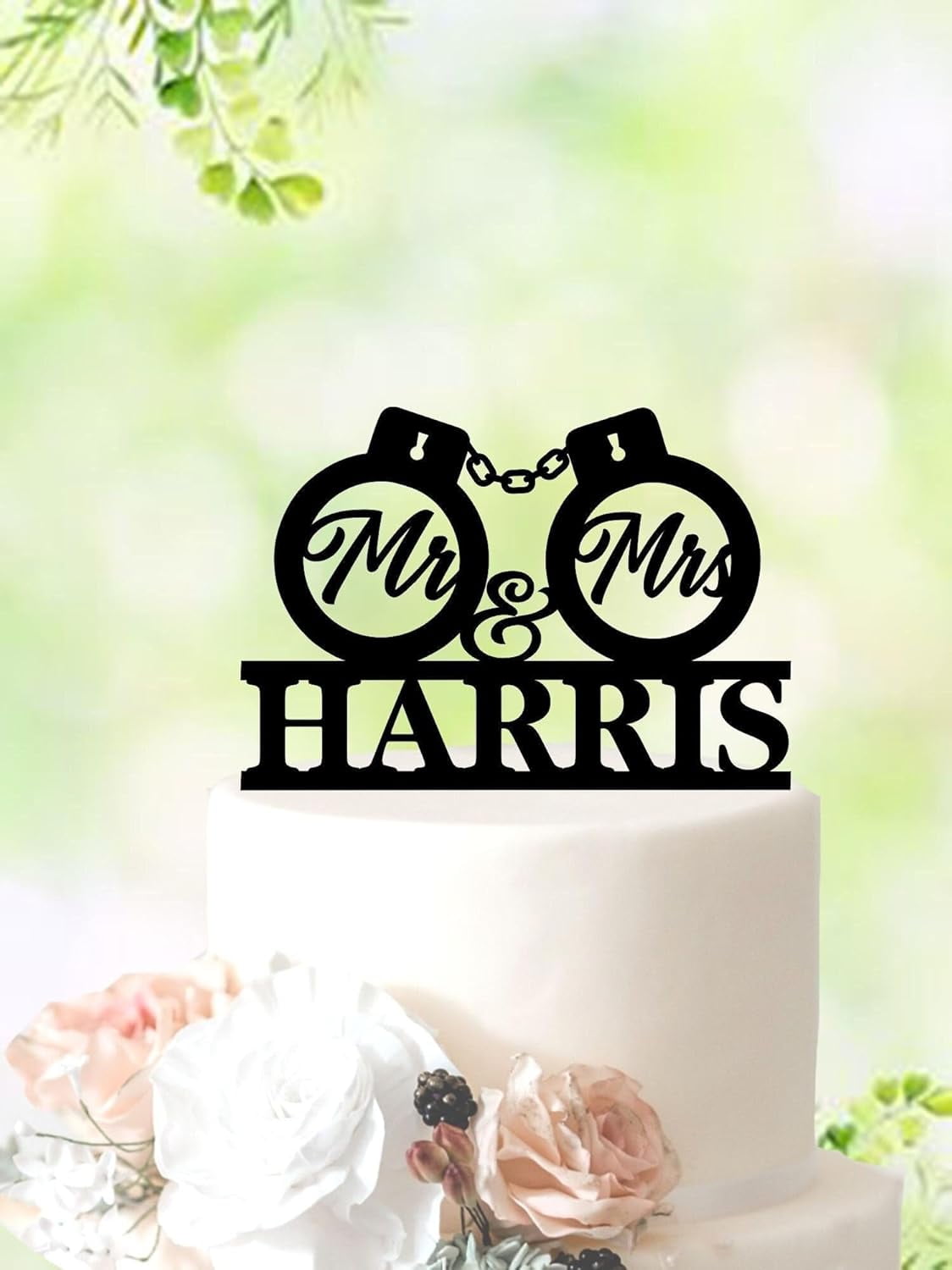 Mr and Mrs Handcuffs Cake Topper, Funny Police-Themed Wedding Cake ...