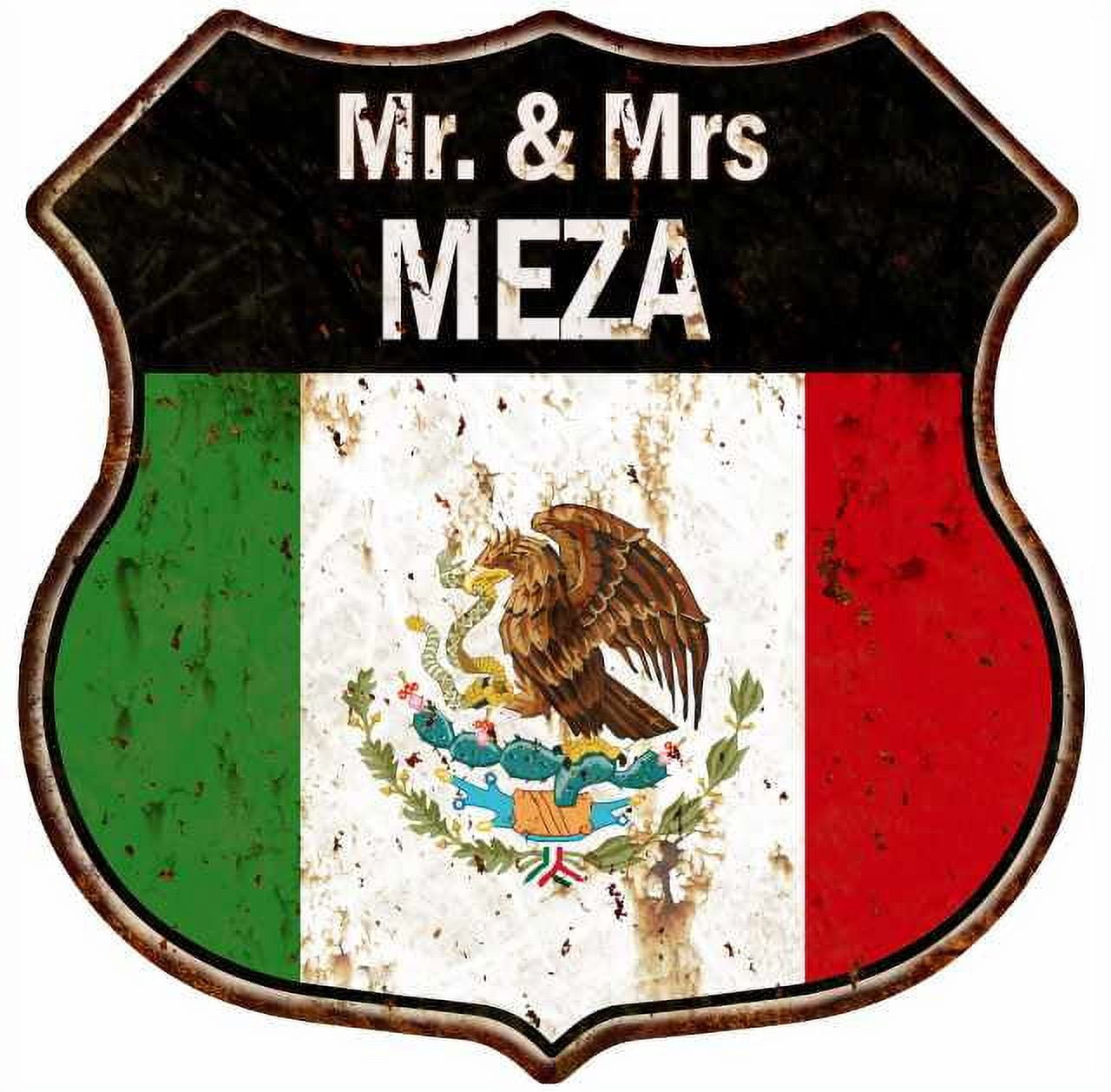 Mr. & Mrs MEZA Mexican Flag Sign Shield Metal Gift 211110009134 ...