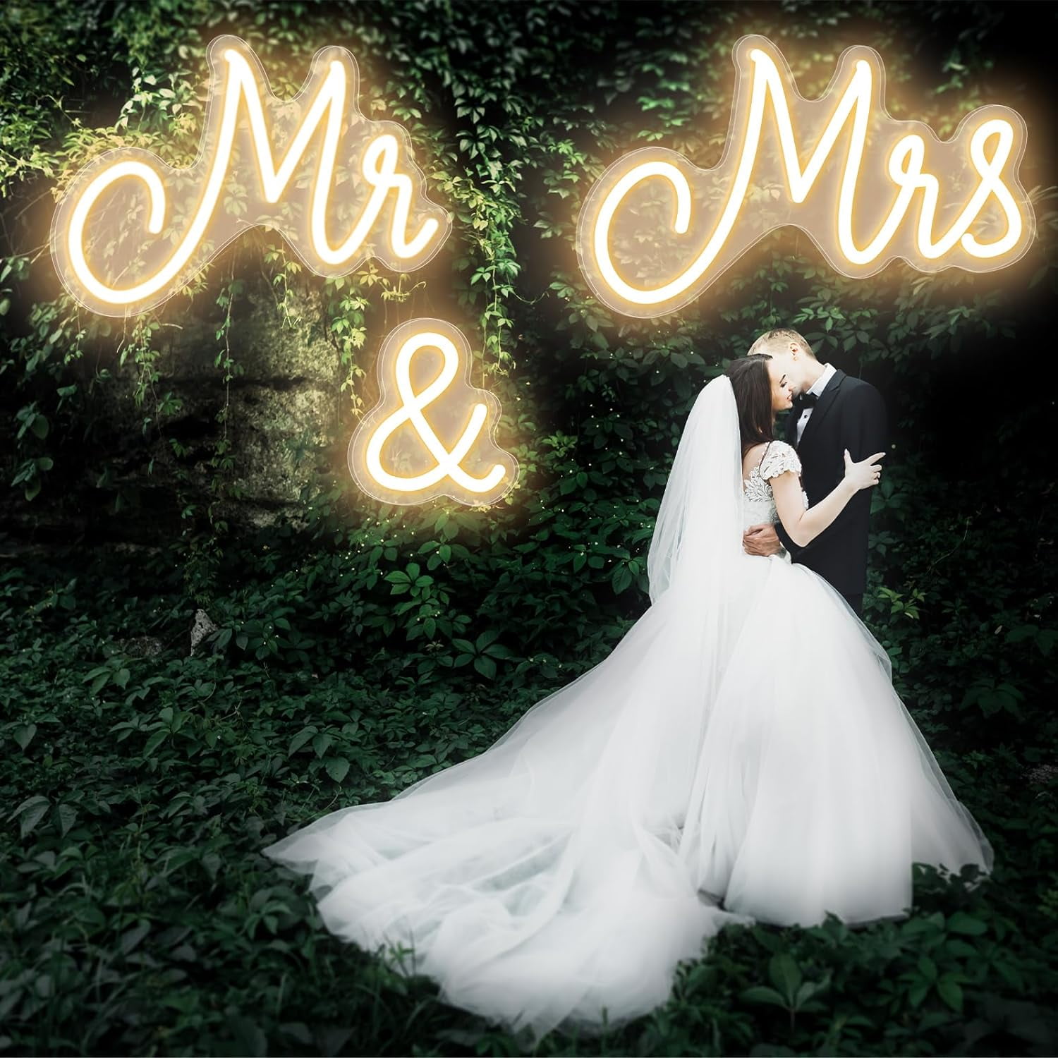 Mr and Mrs Neon Sign for Wedding Neon Light LED Backdrop Wall Decor USB Wedding Reception ...