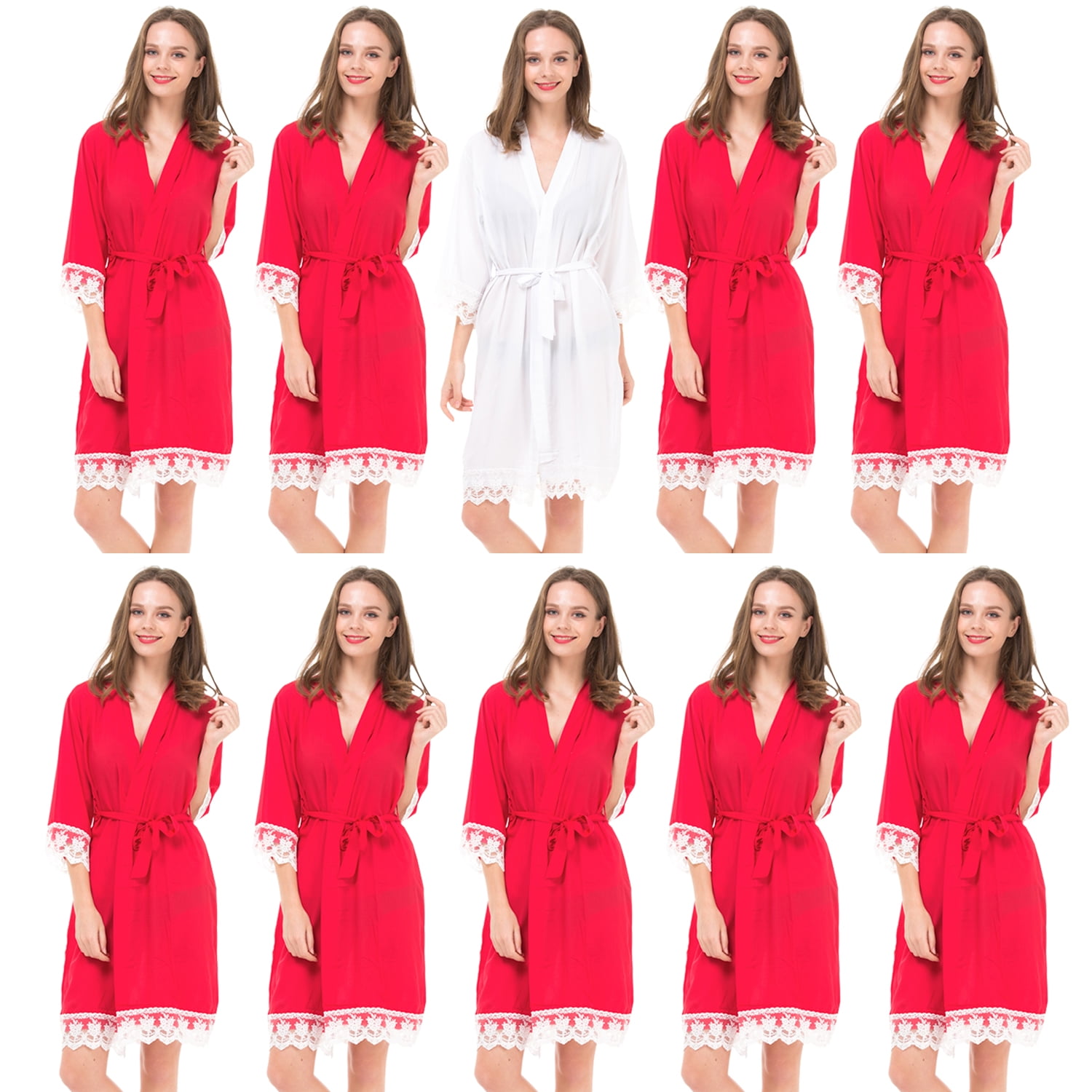 Mr & Mrs Right Bridesmaid Robes For Woman ,Soft Cotton ,10 sets of 1 ...