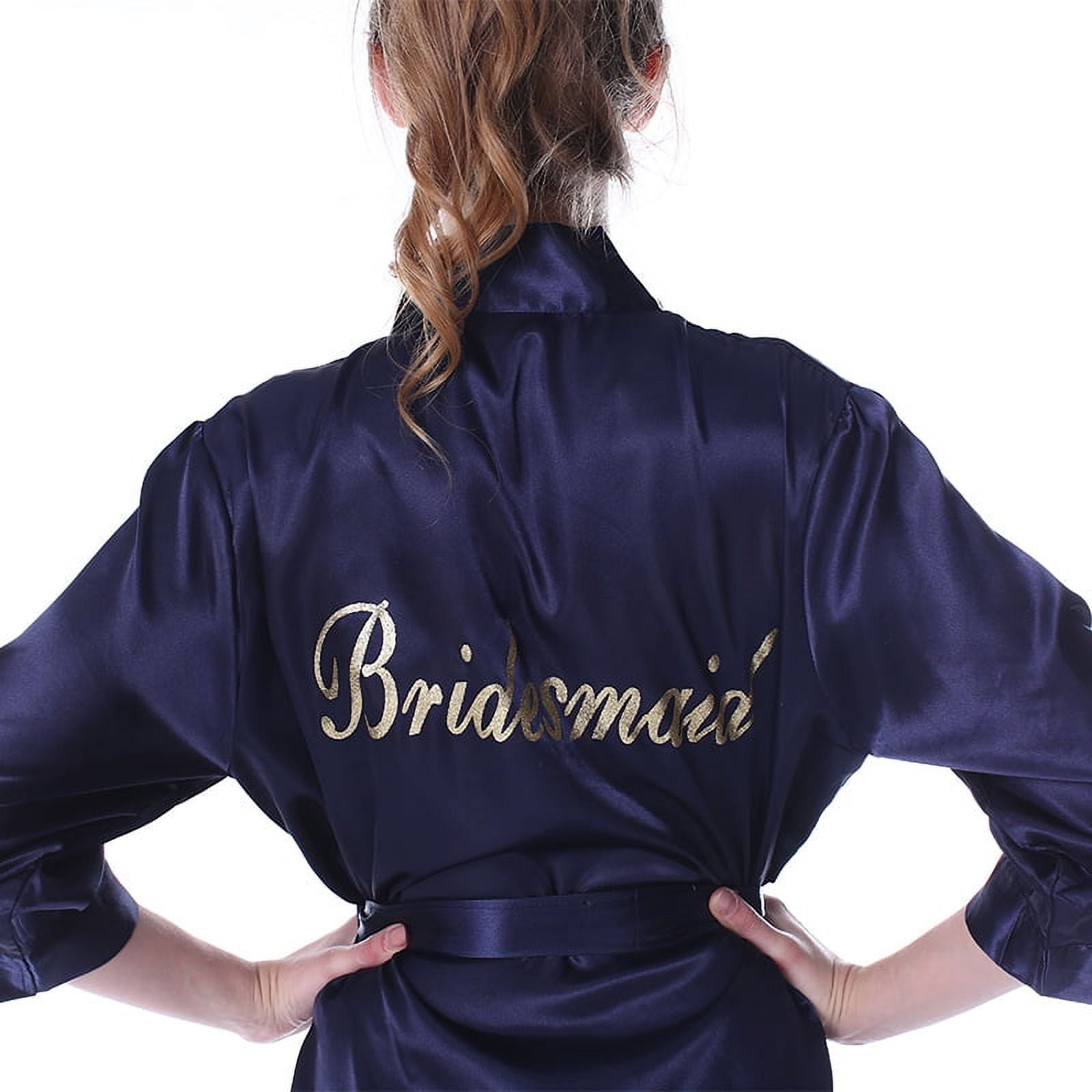 Mr & Mrs Right Bridesmaid Satin Kimono Robes for Wedding Party,Glitter ...