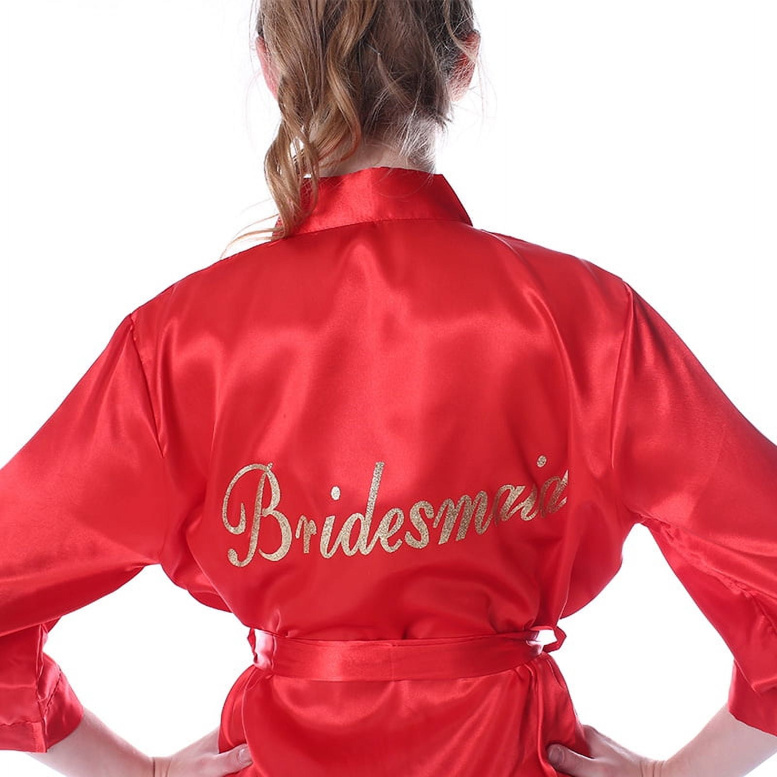 Mr & Mrs Right Bridesmaid Satin Kimono Robes for Wedding Party,Glitter ...