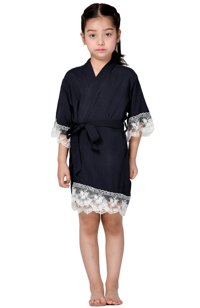 Mr & Mrs Right Child Cotton Kimono Robes Flower Girl Bathrobes with ...