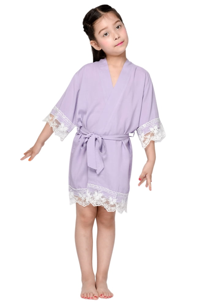 Mr & Mrs Right Child Cotton Kimono Robes Flower Girl Bathrobes with ...