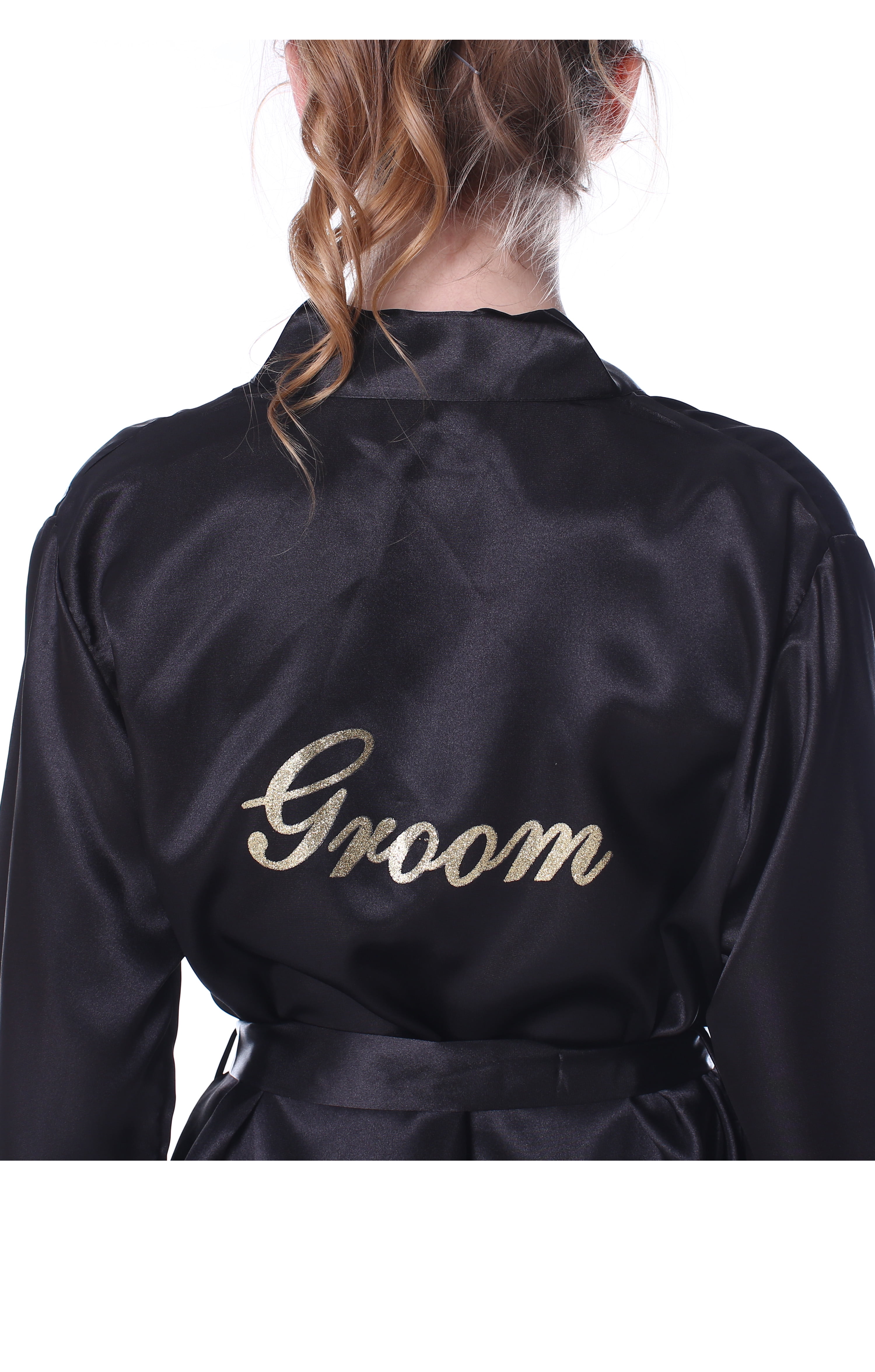 Mr & Mrs Right Groom Satin Kimono Robes for Wedding Party,Glitter ...