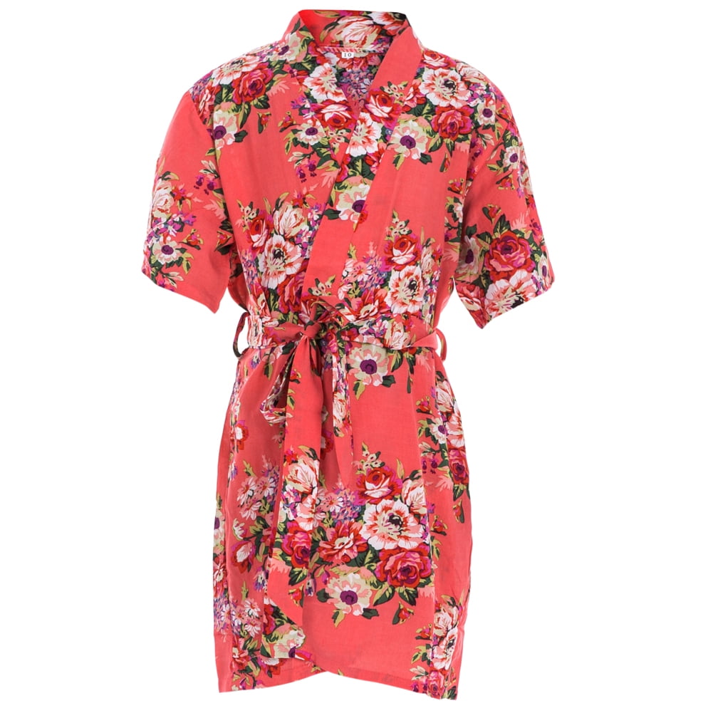 Mr & Mrs Right Kids Spa Party Bathrobes, Flower Girl Cotton Kimono Robe ...