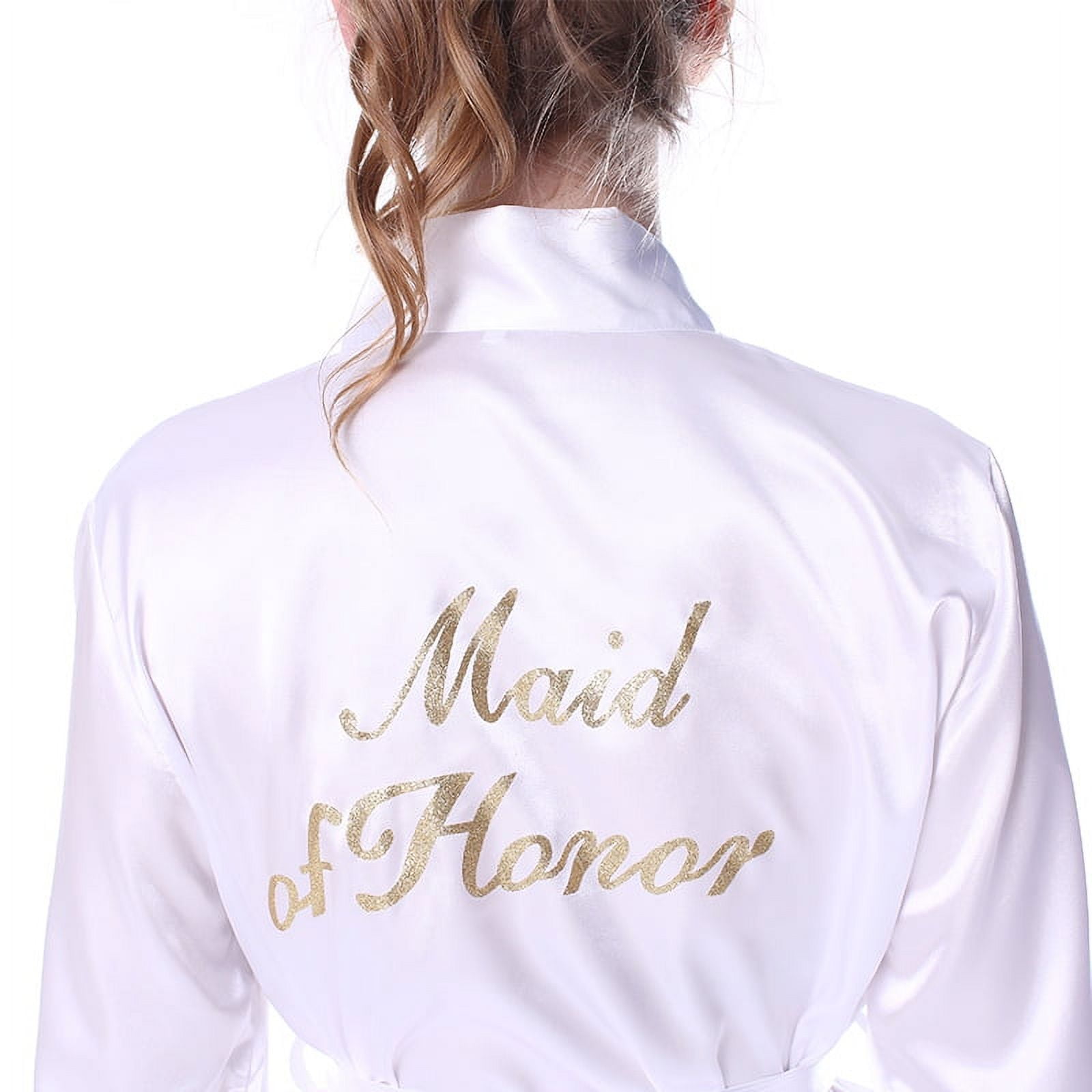 Mr & Mrs Right Maid of Honor Satin Kimono Robes for Wedding Party ...