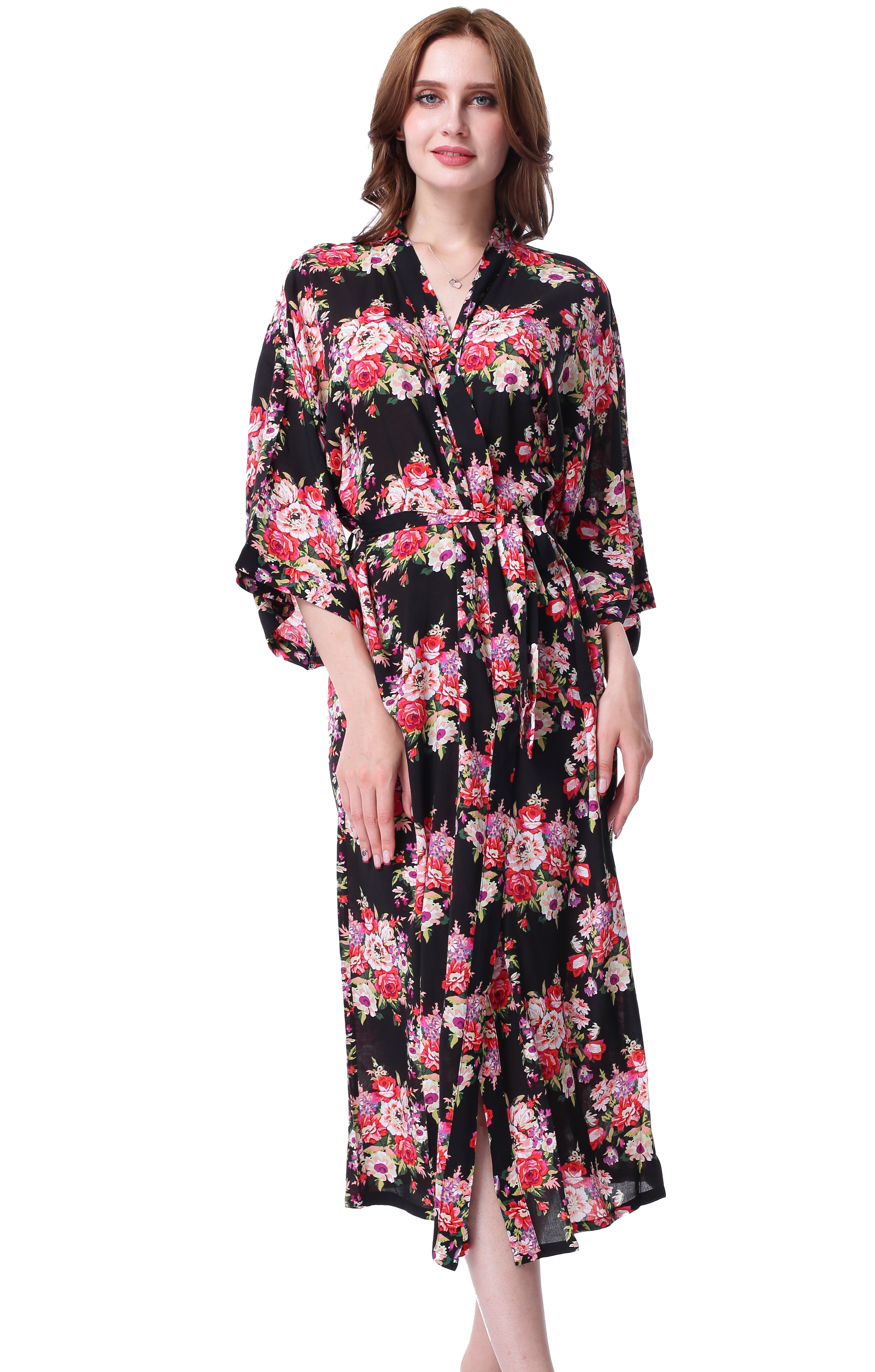Mr & Mrs Right Plus Size Floral Cotton Bathrobe Women Long Bridesmaid ...
