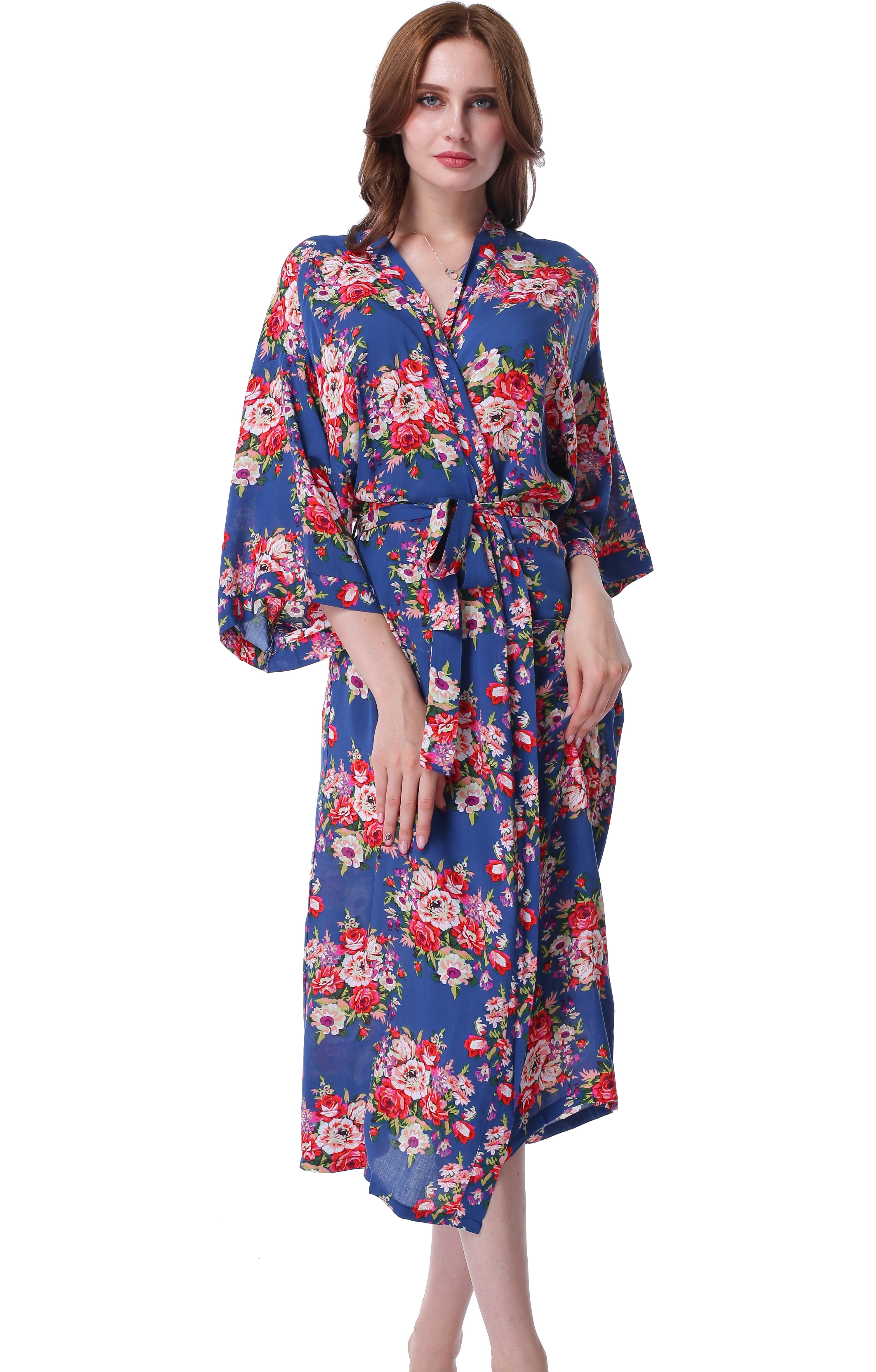 Mr & Mrs Right Plus Size Floral Cotton Bathrobe Women Long Bridesmaid ...