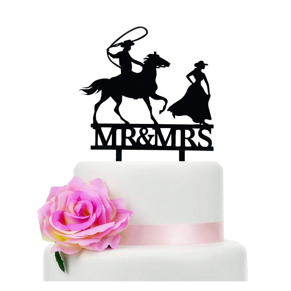 Wedding Cake Topper Mr & Mrs Tractor – Rustic Farmer Style Black ...