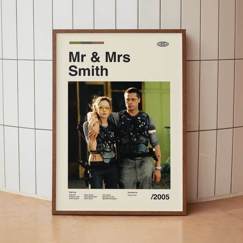 Mr & Mrs Smith Vintage Movie Poster Angelina Jolie Brad Pitt Minimalist ...