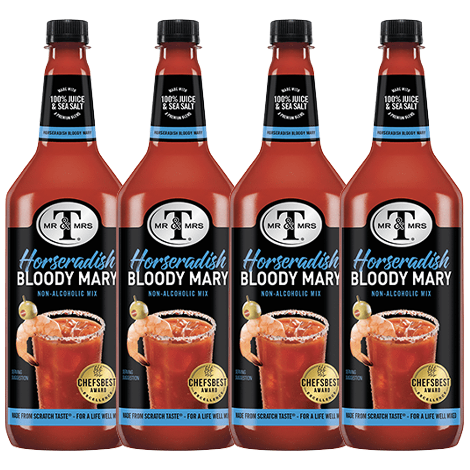 Mr & Mrs T Horseradish Bloody Mary Mix, 1L Bottle, 4 Pack – Premium ...