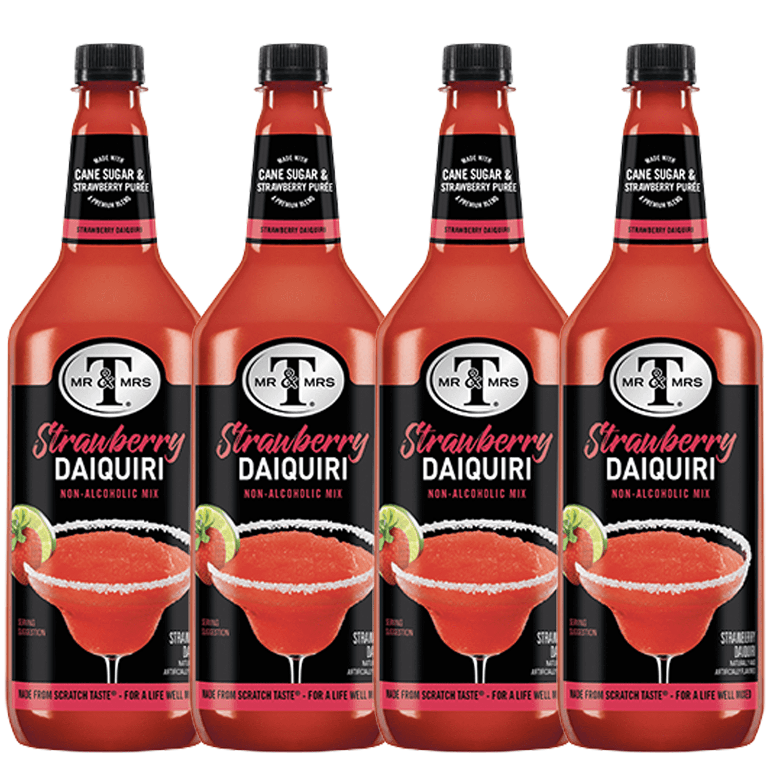 Mr & Mrs T Strawberry Daiquiri, 1L Bottle, 4 Pack – Premium Cocktail Mixer, Ready to Use ...