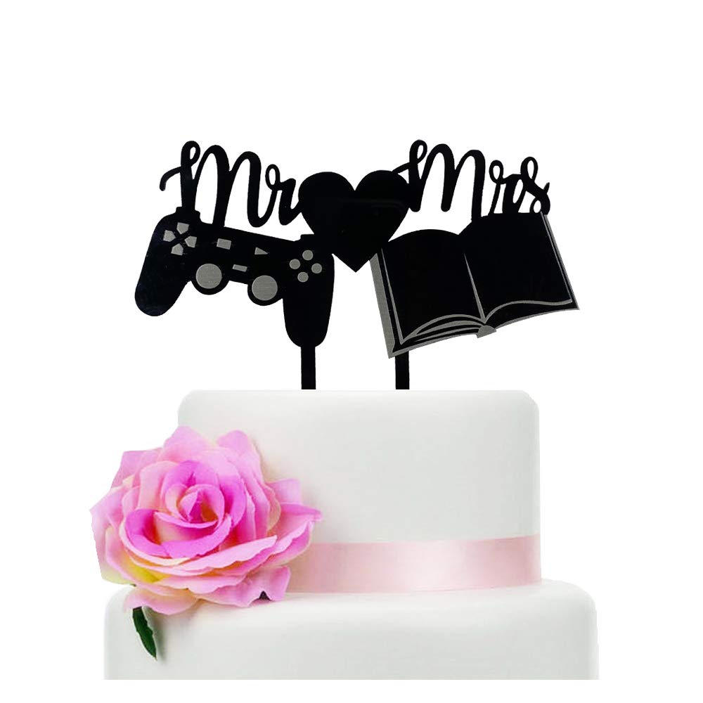 Mr & Mrs Wedding Cake Topper FSH1 with Game Console and Book, Romantic ...
