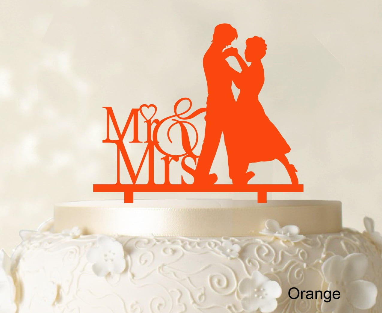 "Mr & Mrs Wedding Cake Topper Personalized Orange Cake Topper Color ...