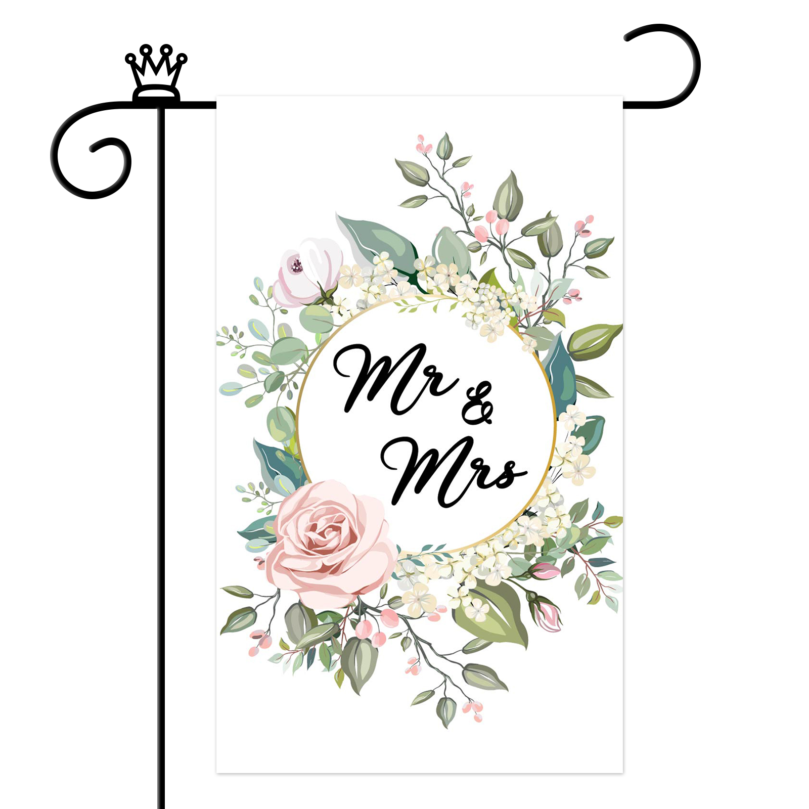 Mr & Mrs Wedding Garden Flag Decor 12x20 Inch Double Sided for Outside ...
