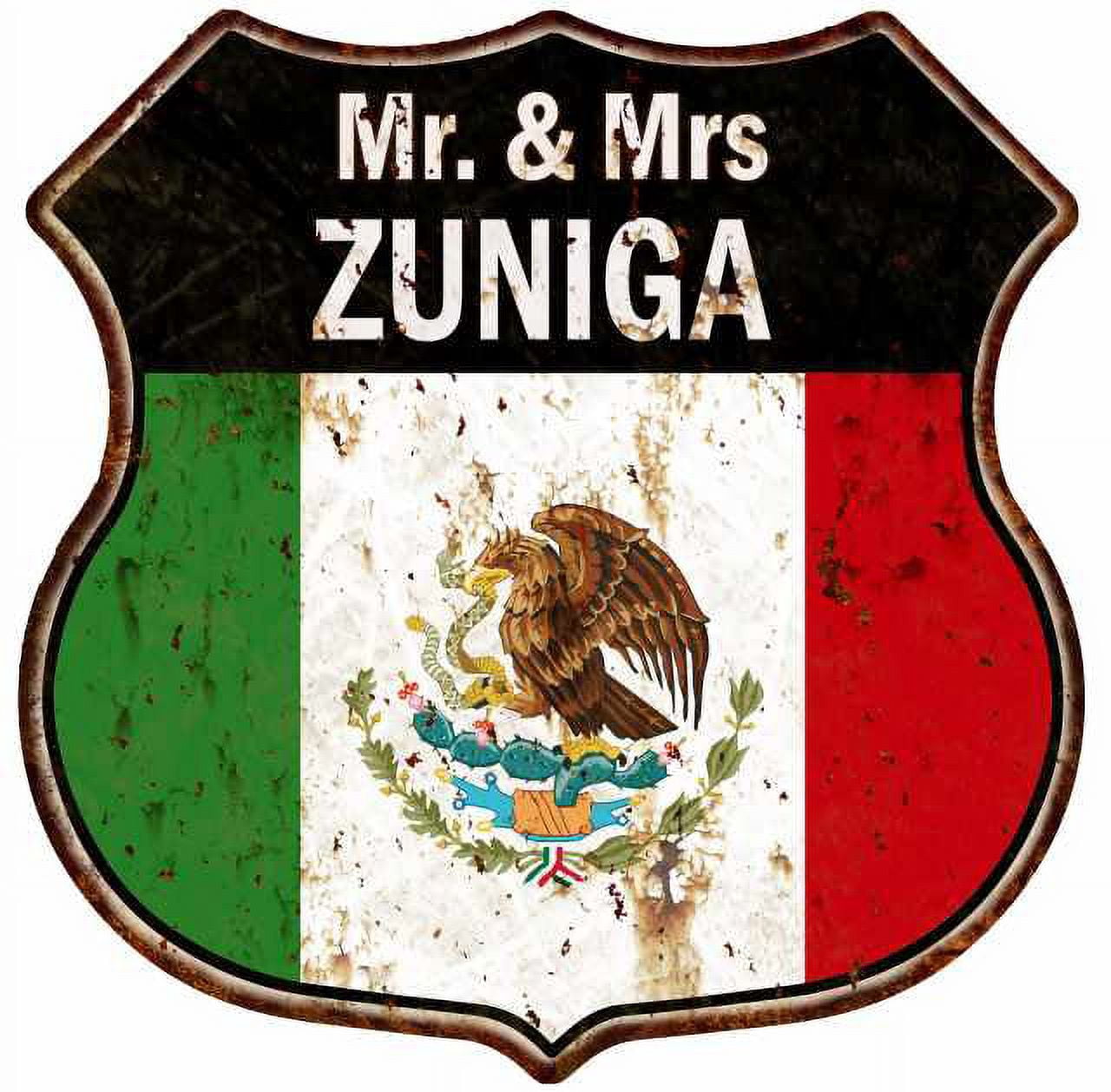 Mr. & Mrs ZUNIGA Mexican Flag Sign Shield Metal Gift 211110009131 ...