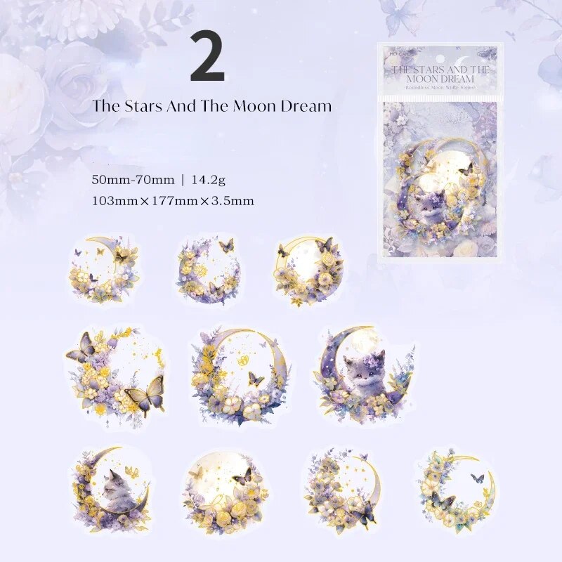 Mr. Paper Vintage Flower Moon Sticker Pack PET Stereoscopic DIY Guka ...