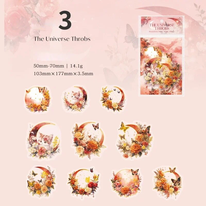 Mr. Paper Vintage Flower Moon Sticker Pack PET Stereoscopic DIY Guka ...