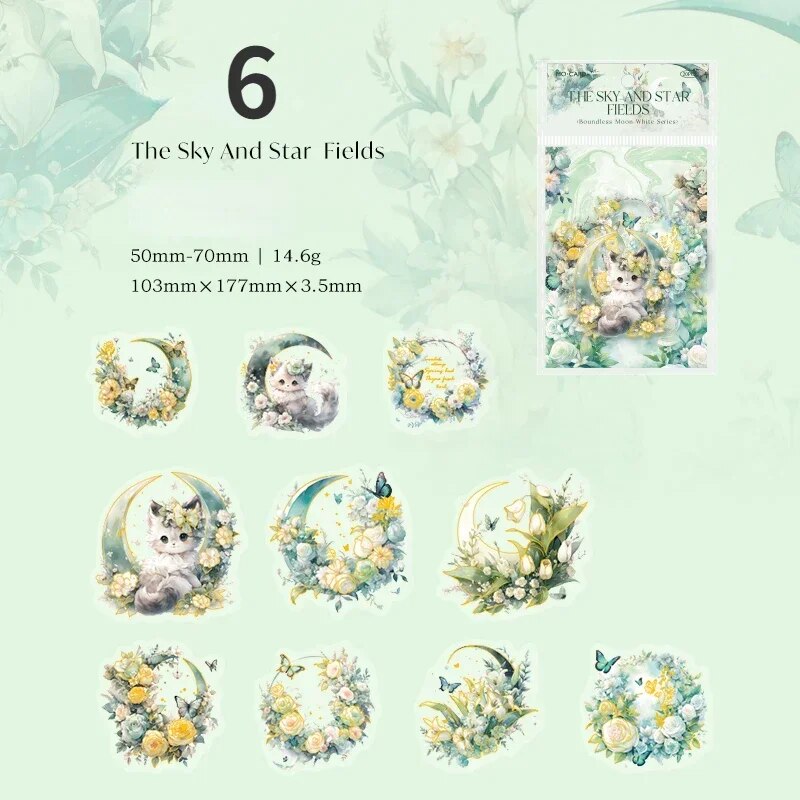 Mr. Paper Vintage Flower Moon Sticker Pack PET Stereoscopic DIY Guka ...