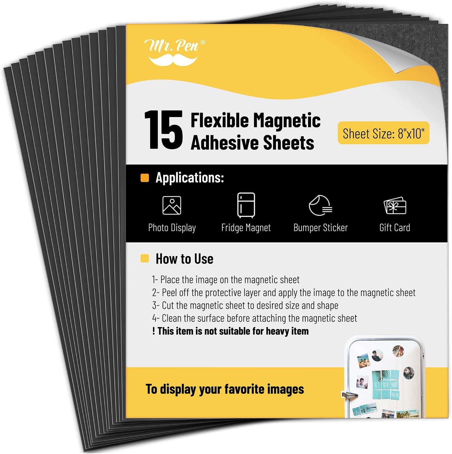 Mr. Pen- Adhesive Magnetic Sheets, 8" x 10", 15 Pack, Magnetic Sheet ...