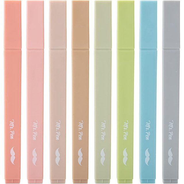 Mr. Pen- 8 pcs Non-Smear Scripture Highlighters, Chisel Tip, Vintage ...