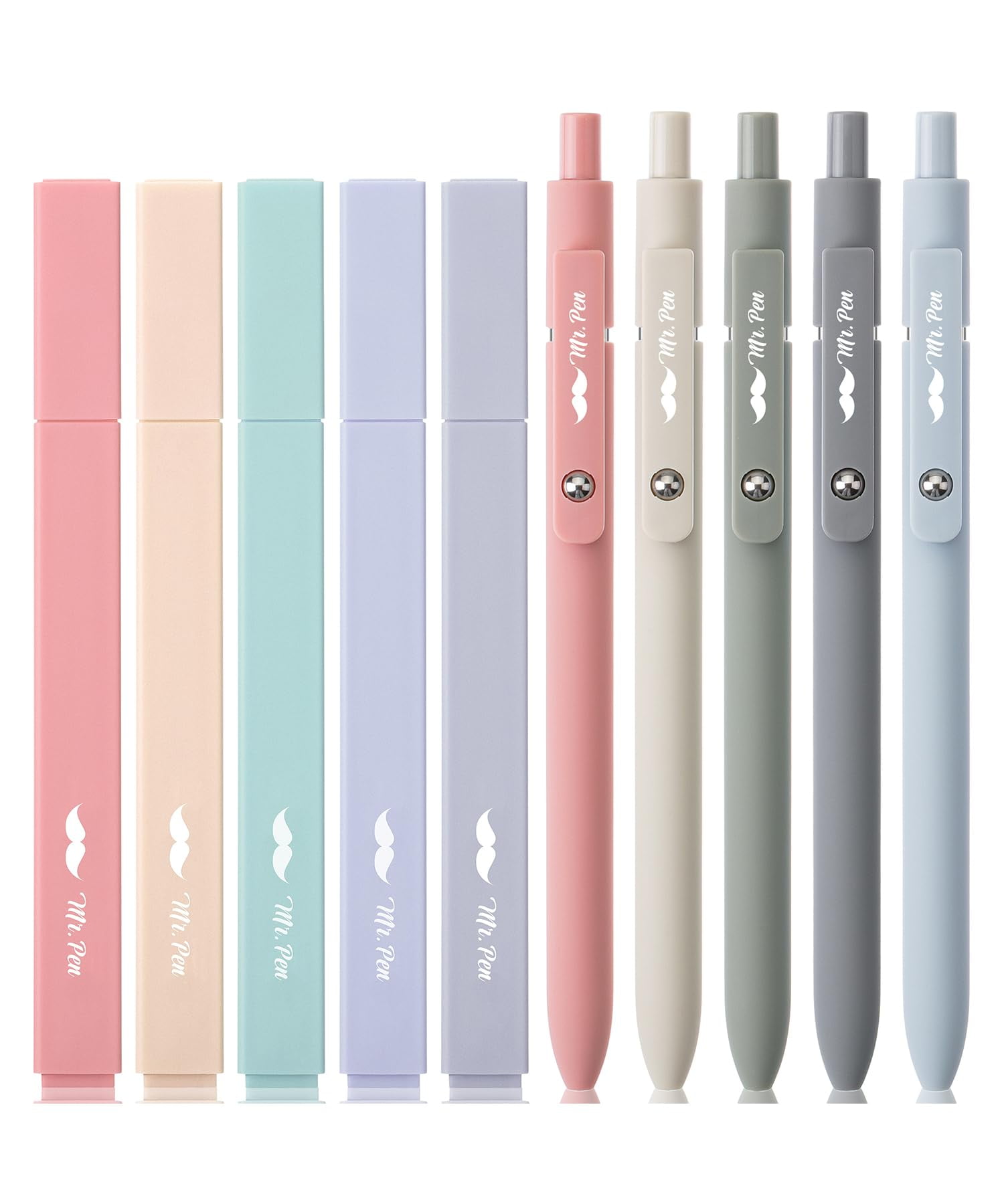 Mr. Pen- Aesthetic Highlighters and Gel Pens No Bleed, 10 Pack, Morandi ...