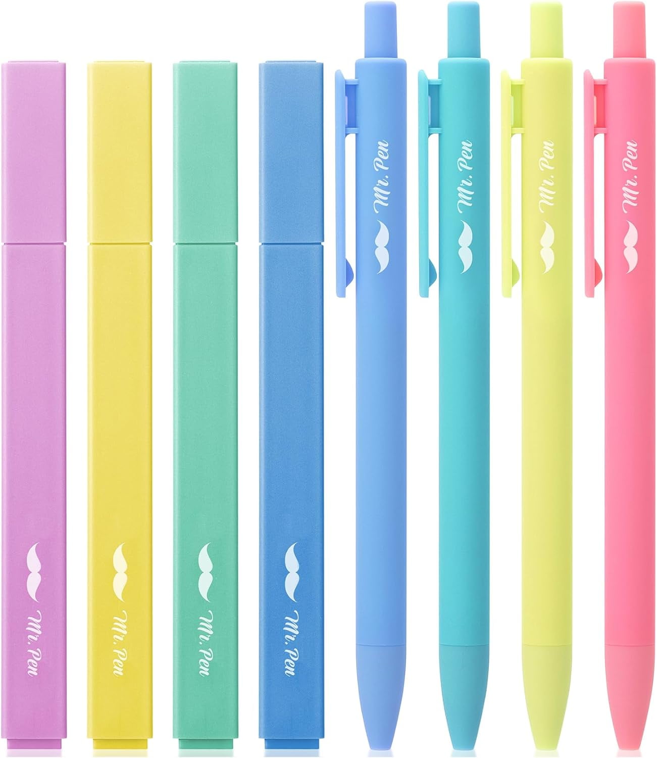 Mr. Pen- Aesthetic Highlighters and Gel Pens No Bleed, 8 Pack, Assorted ...