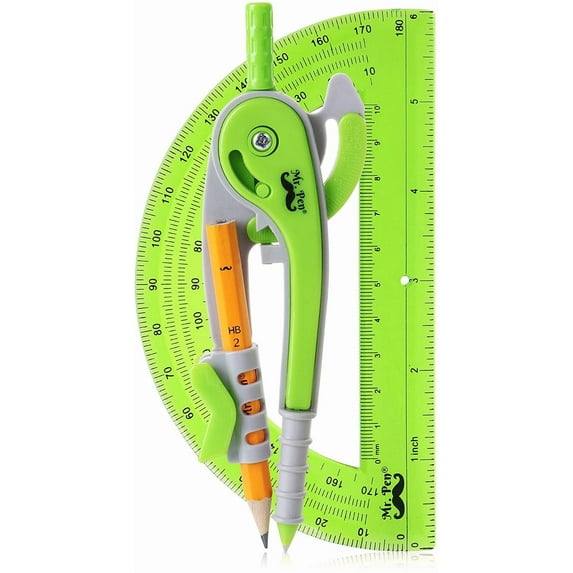 Mr. Pen Ball Bearing Compass Set with Protractor for Drawing and ...