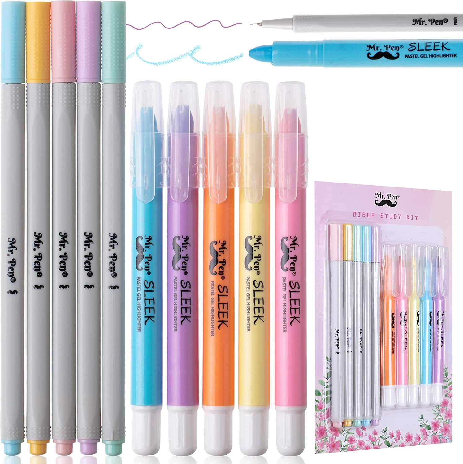 Mr. Pen- Bible Study Kit, 10 Pack Gel Highlighters and Fineliner Pens ...