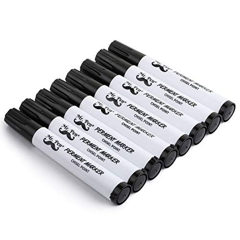 Mr. Pen Black Permanent Markers 8 Pack, Chisel Tip, Waterproof Ink ...