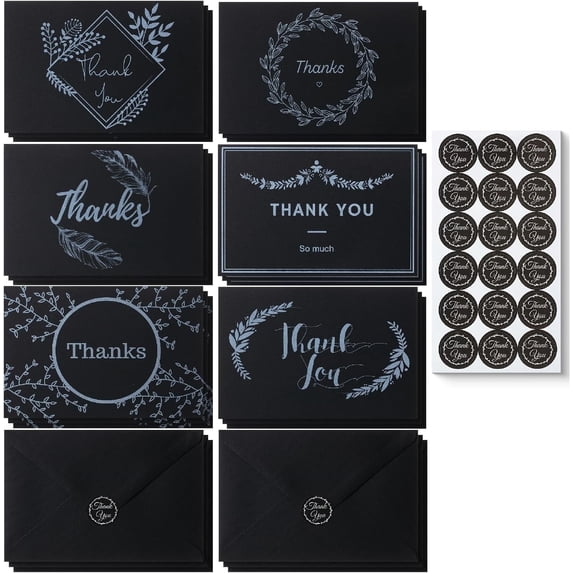 Mr. Pen Thank You Cards with Envelopes, 18 Pack, 4x6 Inches, Black with ...
