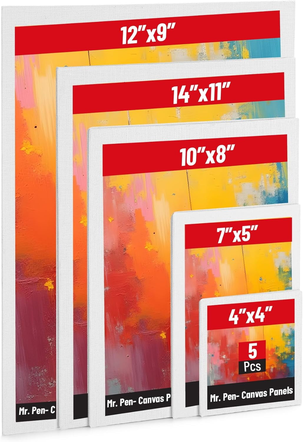 Mr. Pen- Canvas Panels, 5 Pack, 4x4, 5x7, 8x10, 9x12, 11x14 Inches ...