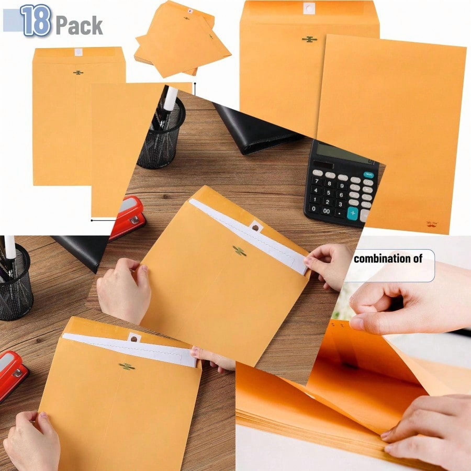 Mr. Pen- Clasp Envelopes18 Pack 9x12 Brown Kraft Letter Size Envelopes ...