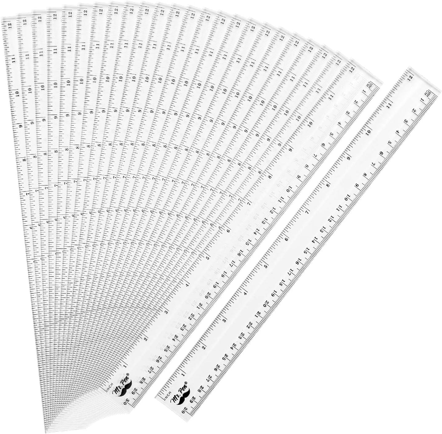 Mr. Pen- Clear Ruler, 12-Inch, 24 pcs, Metric & Imperial, Clear Plastic Ruler 12 Inch, 12 Inch ...