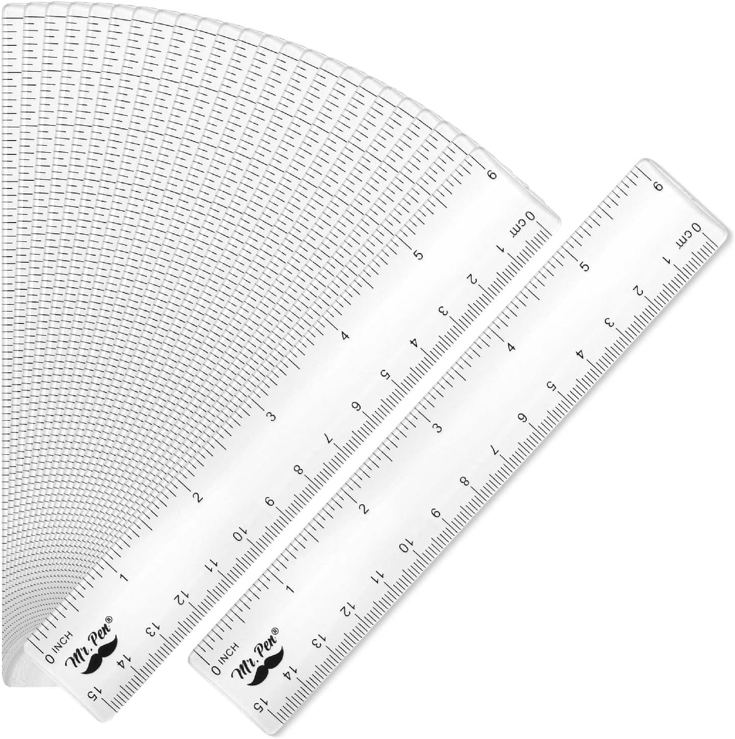 Mr. Pen- Clear Ruler, 6", 24 pcs, Metric & Imperial, 6 Inch Ruler Plastic, Rulers for All Ages ...