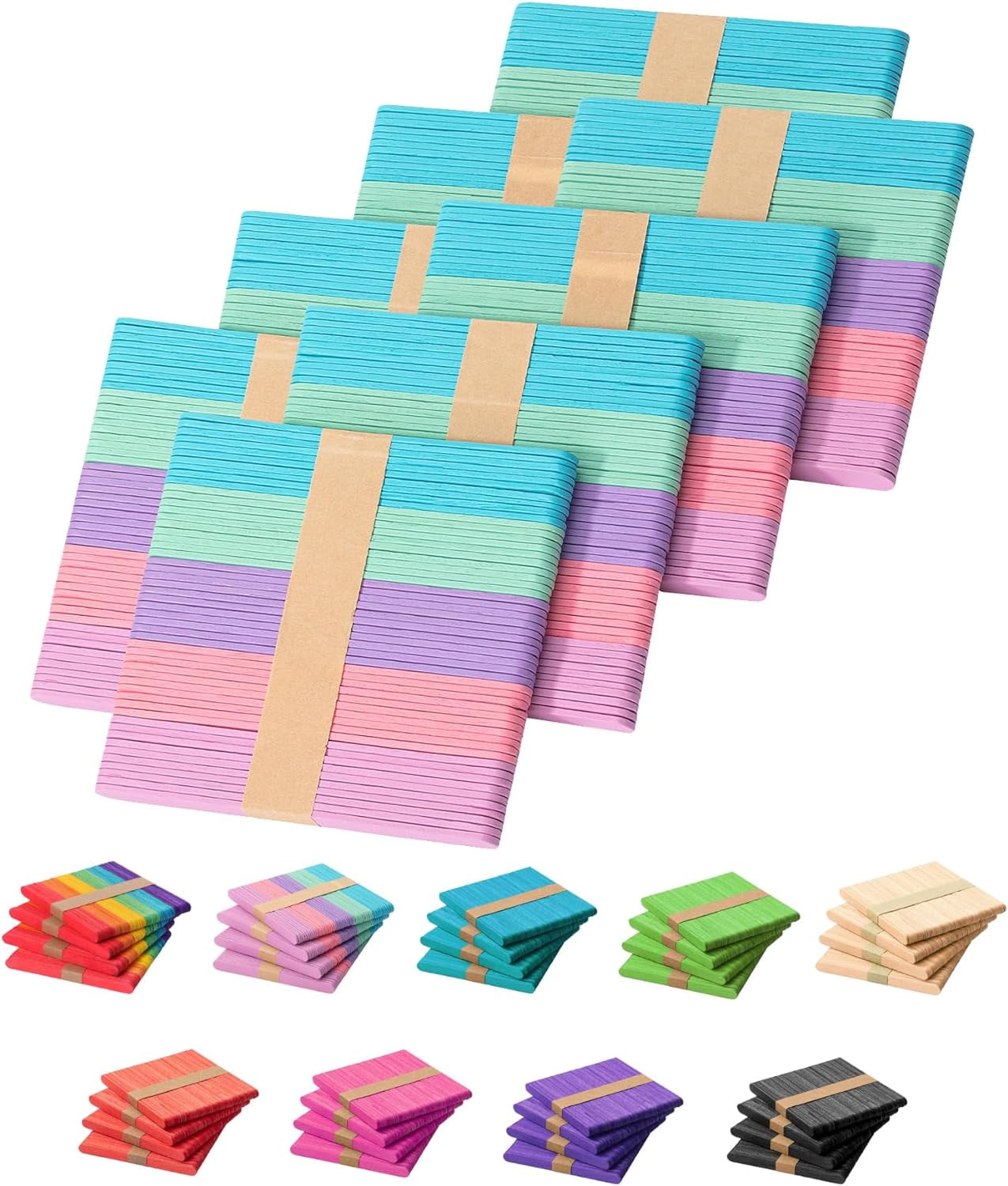 Mr. Pen- Colored Popsicle Sticks, 500 Pack, 4.5Inch, Craft Sticks ...